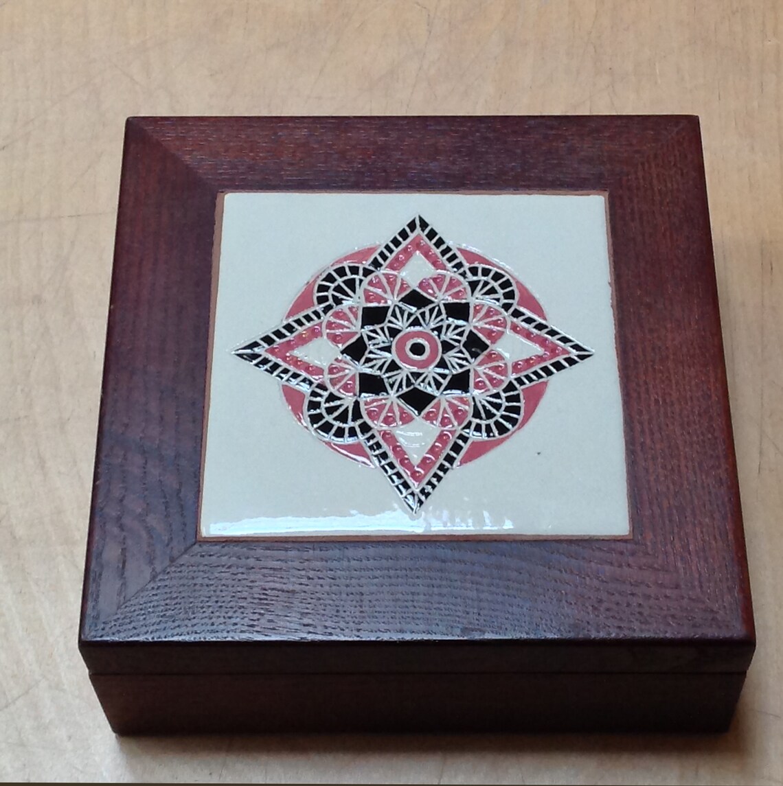 Tile Topped Box Hinged Deluxe Treasure Box Compass Rose - Etsy