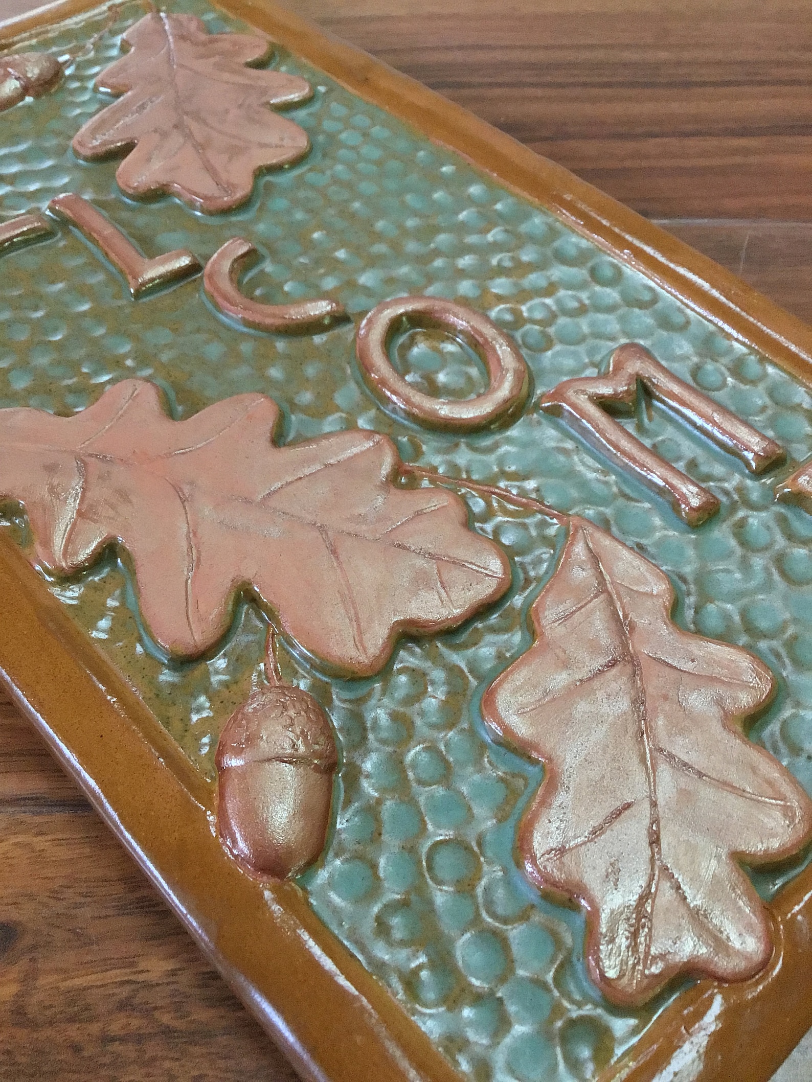 Tile Welcome Sign Oak Leaves Acorn Craftsman Vertical Tile - Etsy
