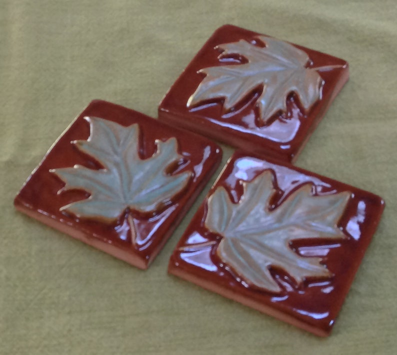 3 inch maple leaf Tile Arts and Crafts tile for fireplace or | Etsy