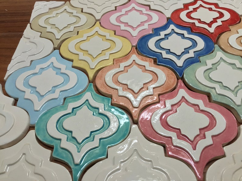 Arabesque Tile Mural for Kitchen Backsplash Handmade Relief - Etsy