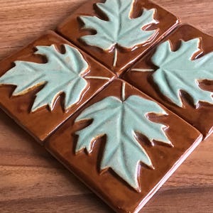 3-inch Maple Leaf Tile, Arts and Crafts Tile for Fireplace or Kitchen ...