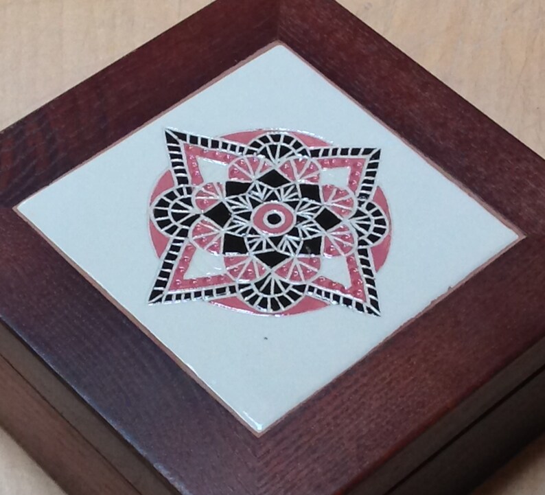 Tile Topped Box Hinged Deluxe Treasure Box Compass Rose - Etsy