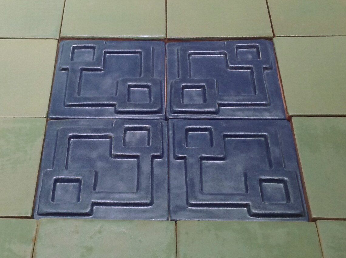 4 3D Geometric Tiles Set of 4 Prairie Style Stormy - Etsy