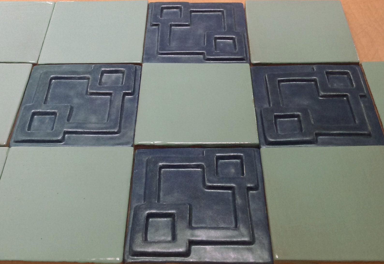 4 3D Geometric Tiles Set of 4 Prairie Style Stormy - Etsy