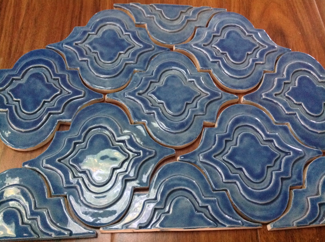 Arabesque Tile 1 Square Foot Capri Blue Glaze Handmade - Etsy