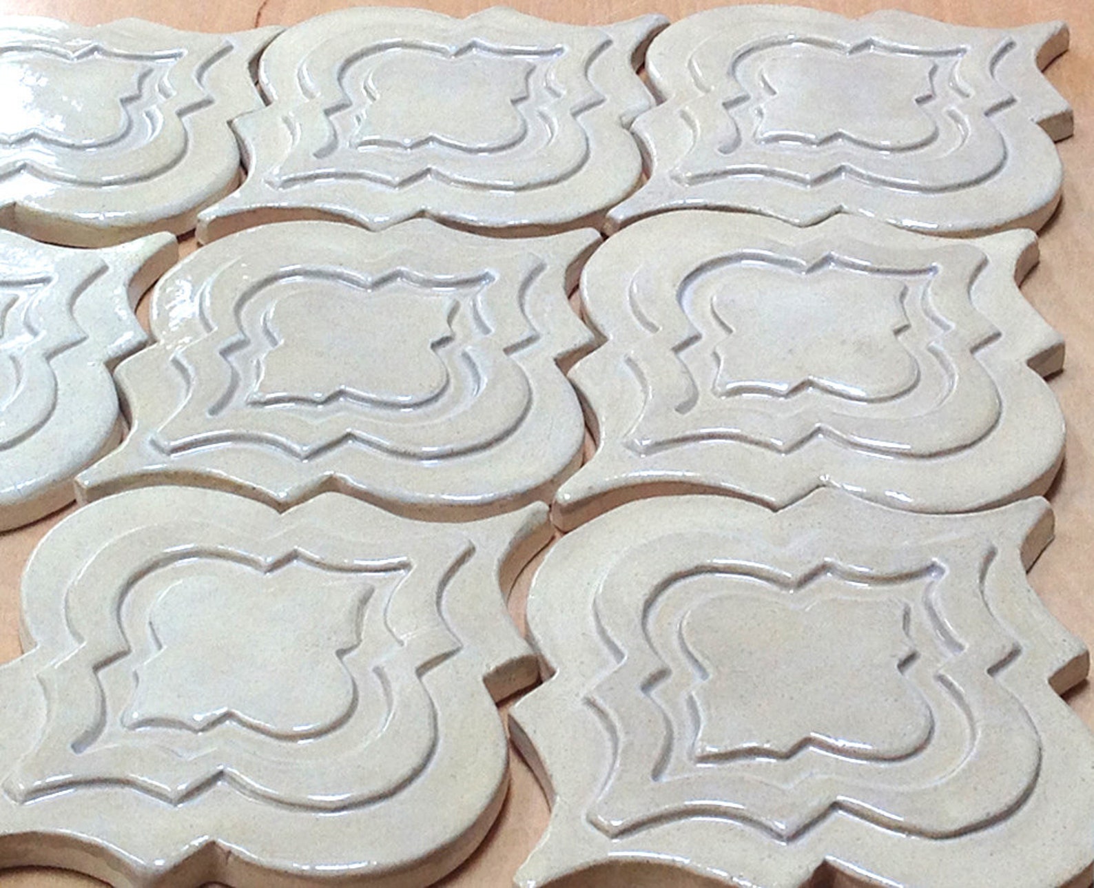 Arabesque Tile 1 Square Foot Taupe Glaze Handmade Relief - Etsy