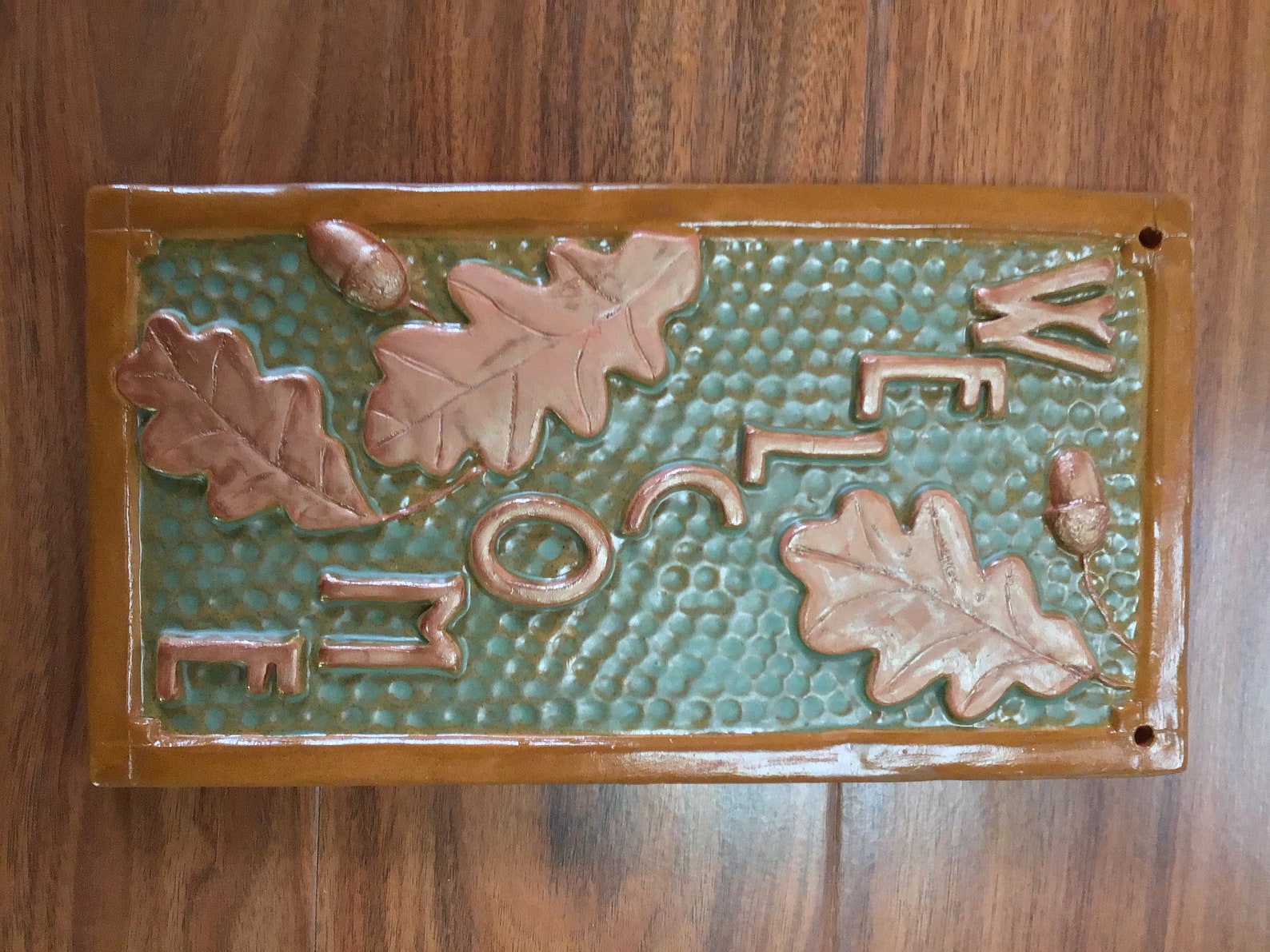 Tile Welcome Sign Oak Leaves Acorn Craftsman Vertical Tile - Etsy