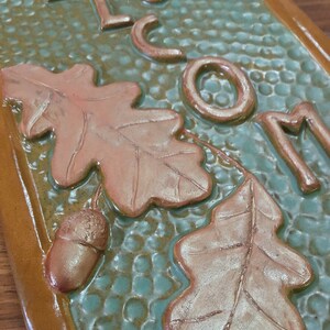 Tile Welcome Sign Oak Leaves Acorn Craftsman Vertical Tile - Etsy