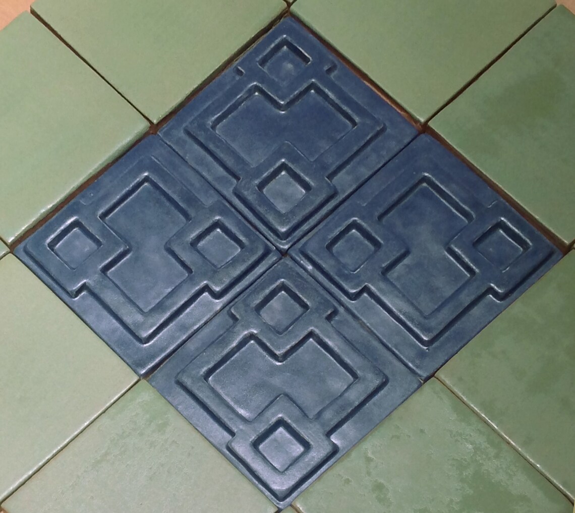 4 3D Geometric Tiles Set of 4 Prairie Style Stormy - Etsy