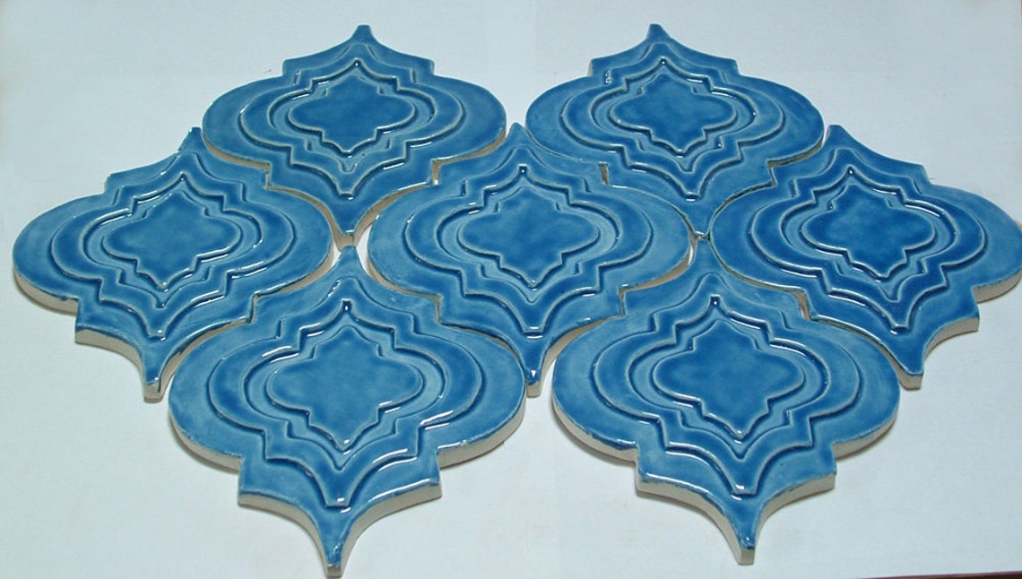 Arabesque Tile 1 Square Foot Capri Blue Glaze Handmade - Etsy