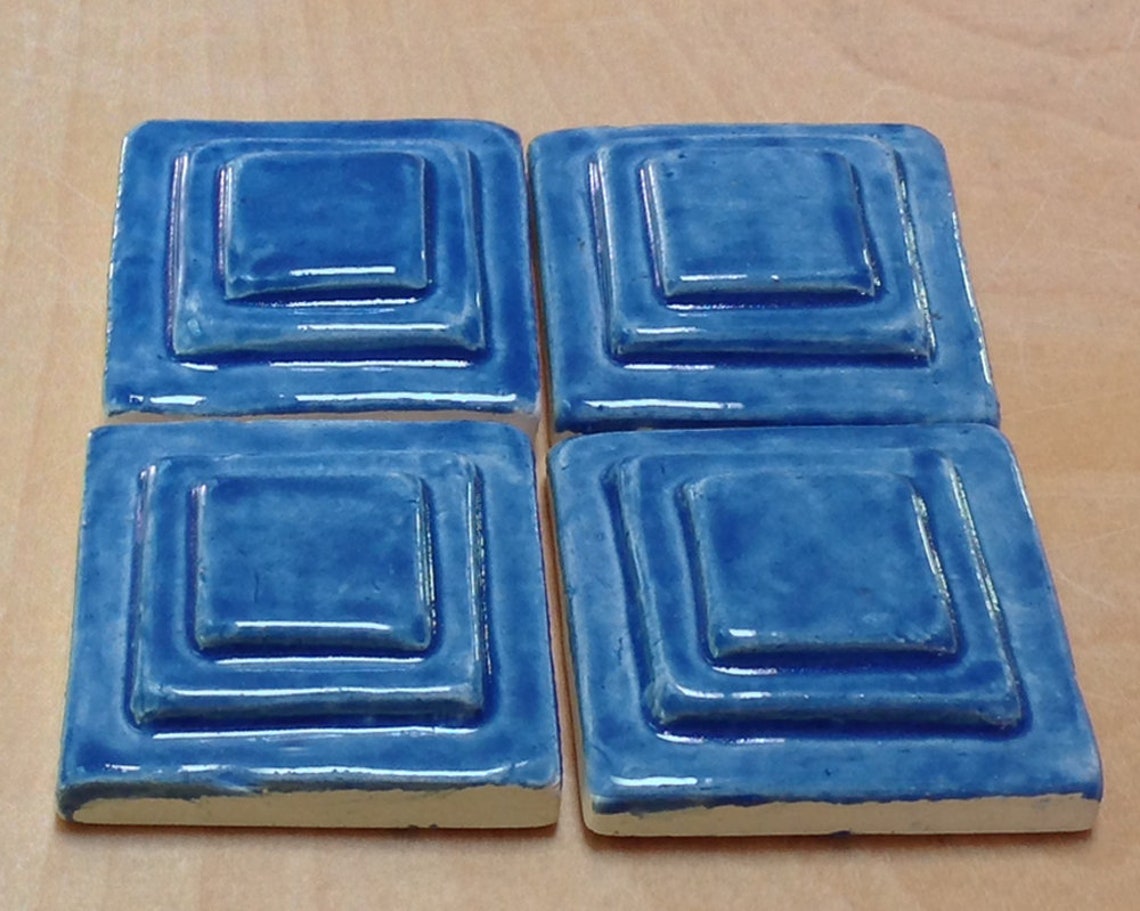 2 3D Tile Accent Tiles Set of 4 Capri Blue Gloss. - Etsy