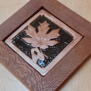 Framed Tile, Maple Leaf Copper and Espresso, Wedding Gift Wall Decor - Etsy