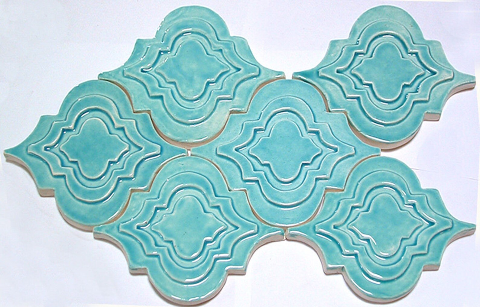 Arabesque Tile 1 Square Foot Turquoise Glaze Handmade - Etsy