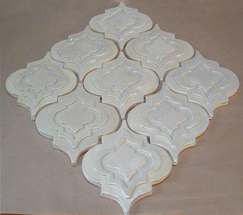 Arabesque Tile 1 Square Foot Taupe Glaze Handmade Relief - Etsy