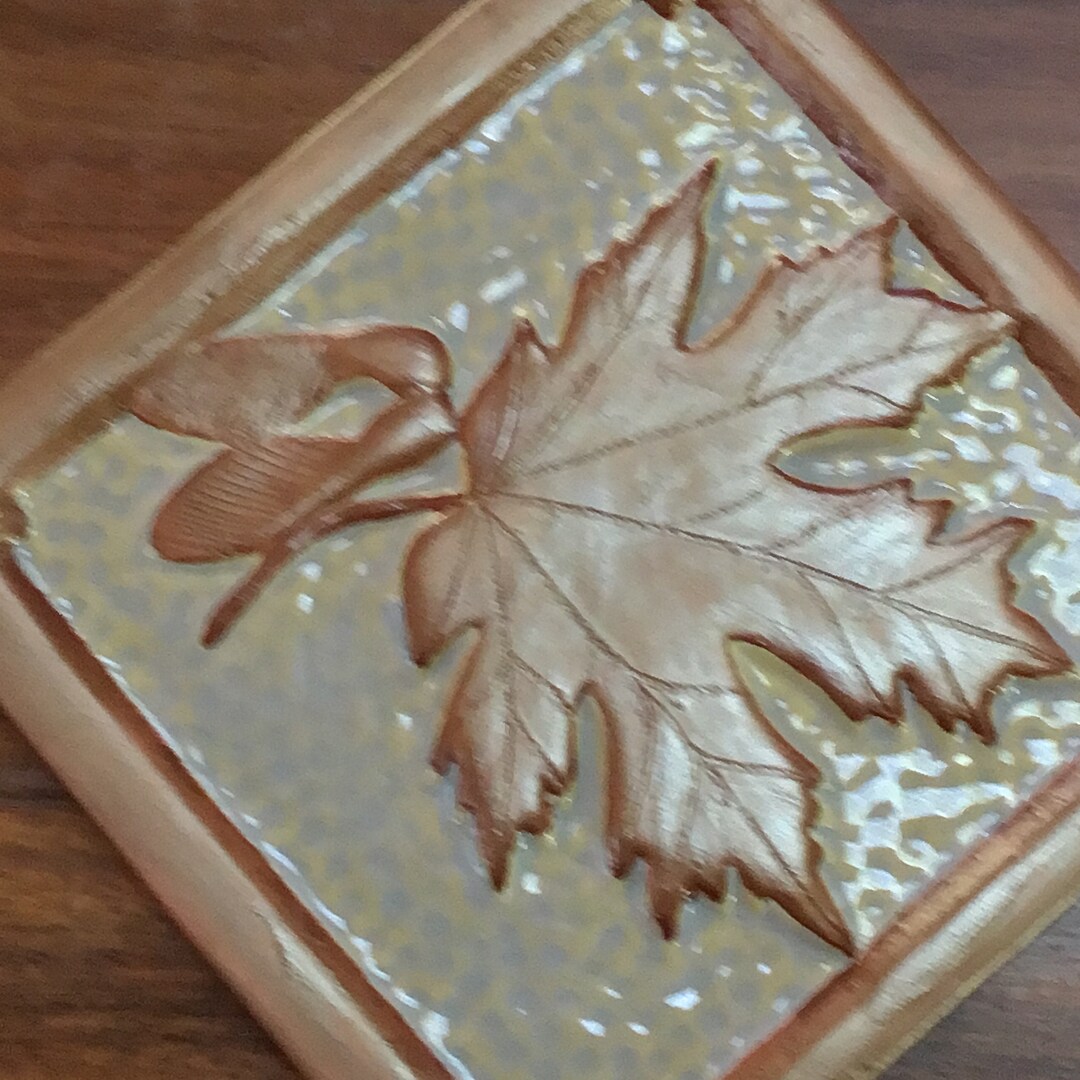 Maple Leaf Tile 6inch Oyster Shell and Metallic Copper - Etsy