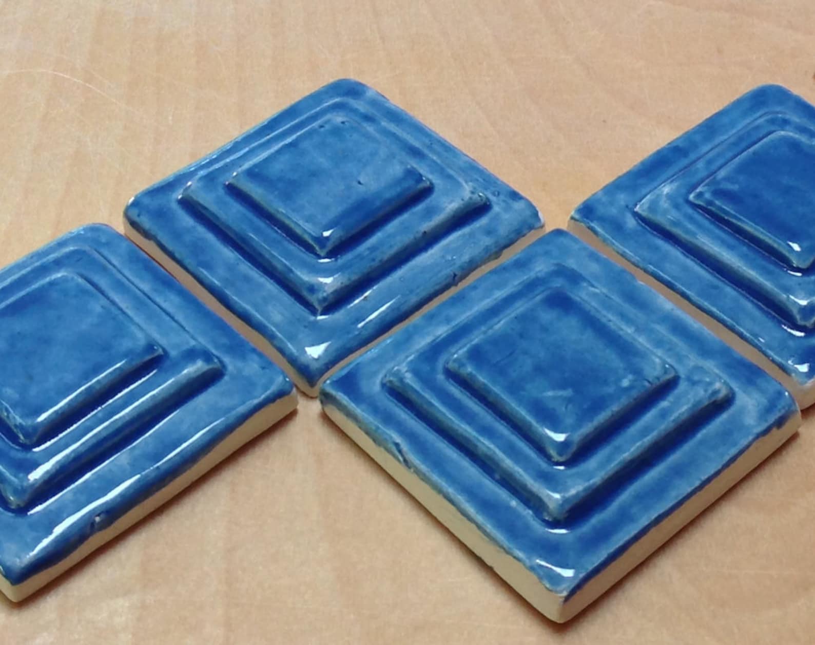 2 3D Tile Accent Tiles Set of 4 Capri Blue Gloss. - Etsy