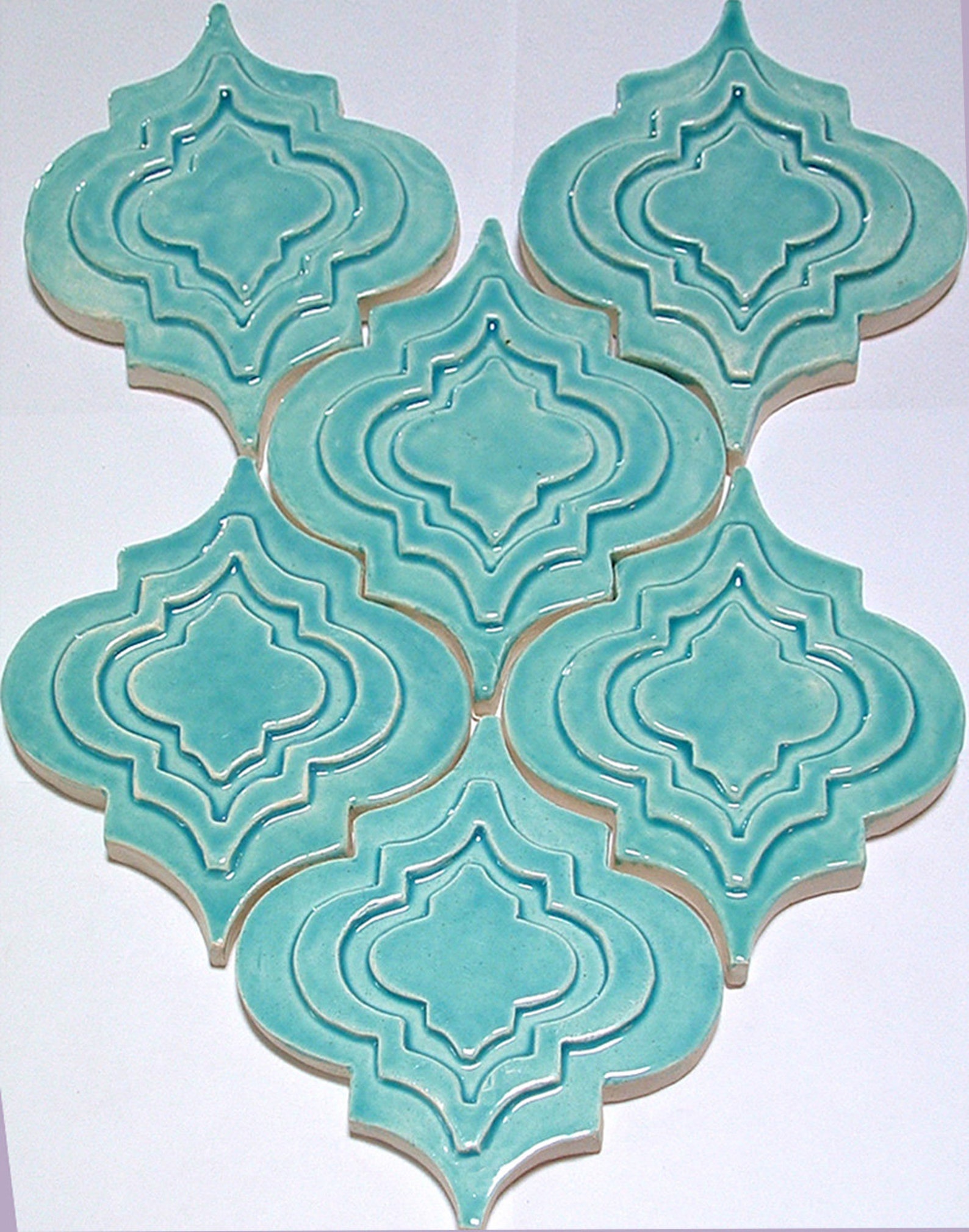 Arabesque Tile 1 Square Foot Turquoise Glaze Handmade - Etsy