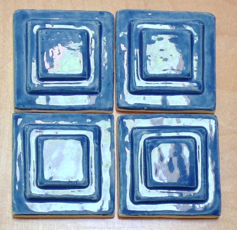2 3D Tile Accent Tiles Set of 4 Capri Blue Gloss. - Etsy