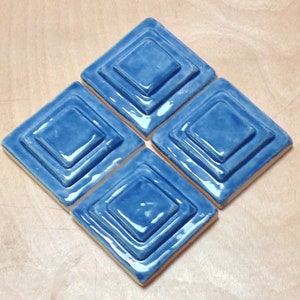 2 3D Tile Accent Tiles Set of 4, Capri Blue Gloss. Kitchen, Fireplace ...