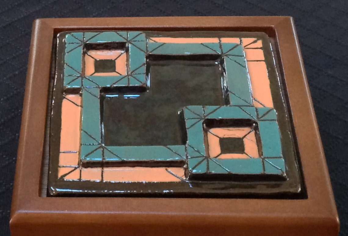 Tile Topped Box Small Treasure Box Dark Brass Turquoise & - Etsy