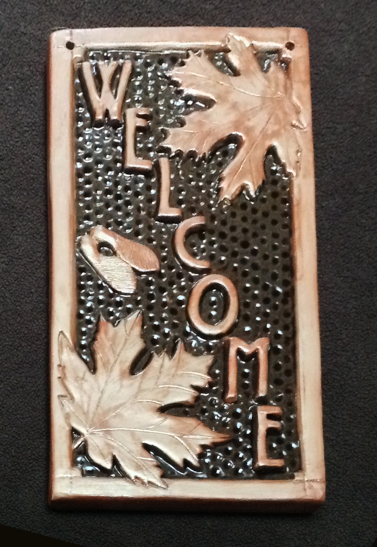 Tile Welcome Sign Maple Leaf Wedding Gift. Metallic Copper - Etsy