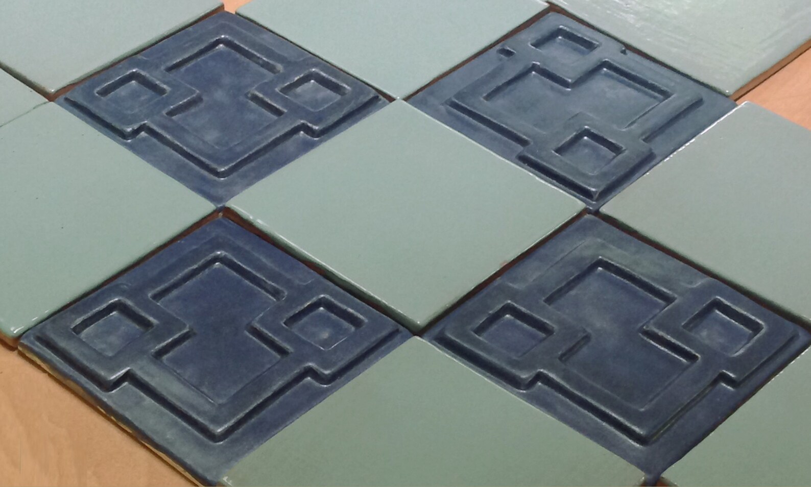4 3D Geometric Tiles Set of 4 Prairie Style Stormy - Etsy