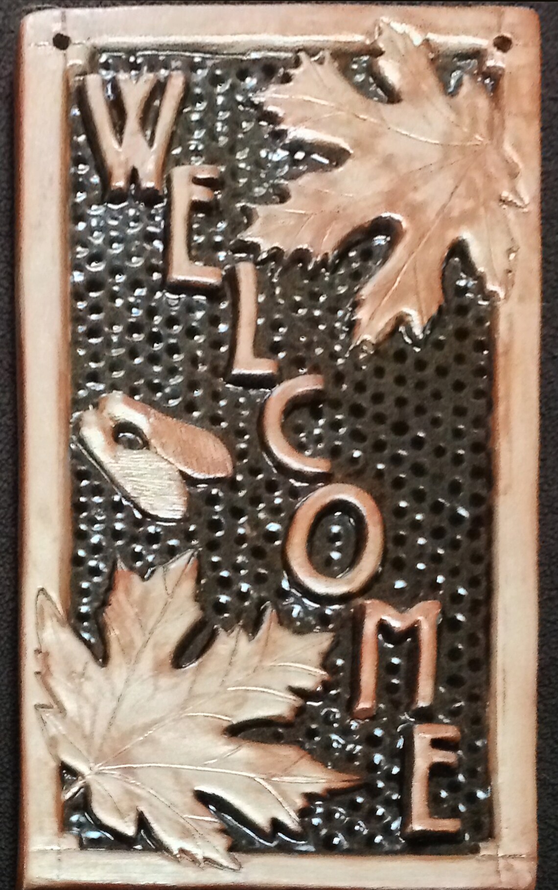 Tile Welcome Sign Maple Leaf Wedding Gift. Metallic Copper - Etsy