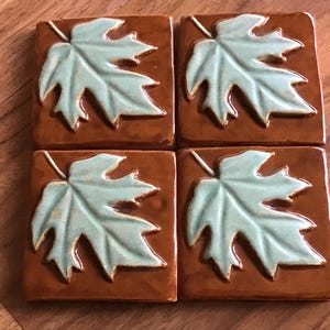 3-inch Maple Leaf Tile, Arts and Crafts Tile for Fireplace or Kitchen ...