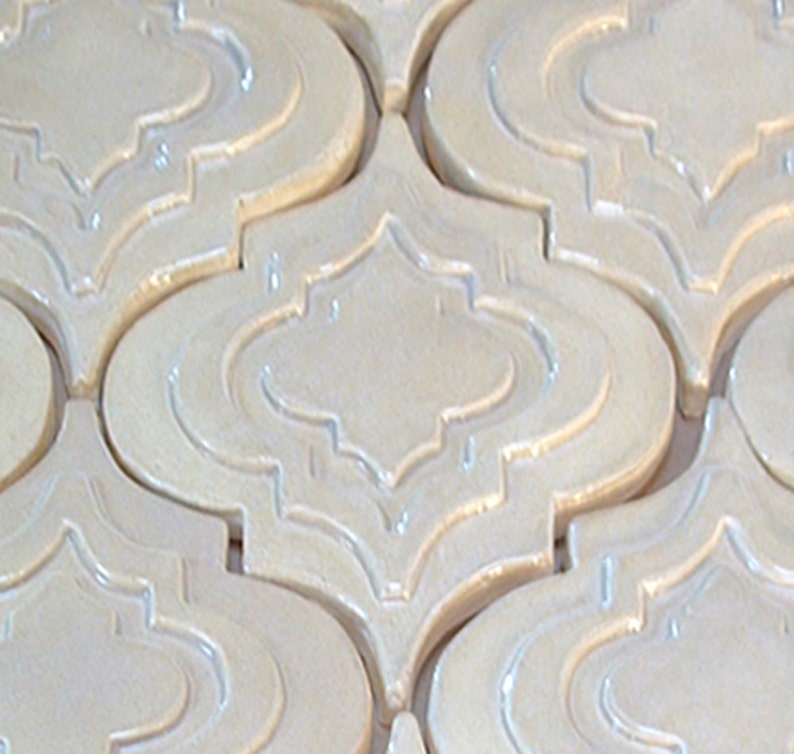 Arabesque Tile, 1 Square Foot, Taupe Glaze, Handmade Relief Tile, for ...