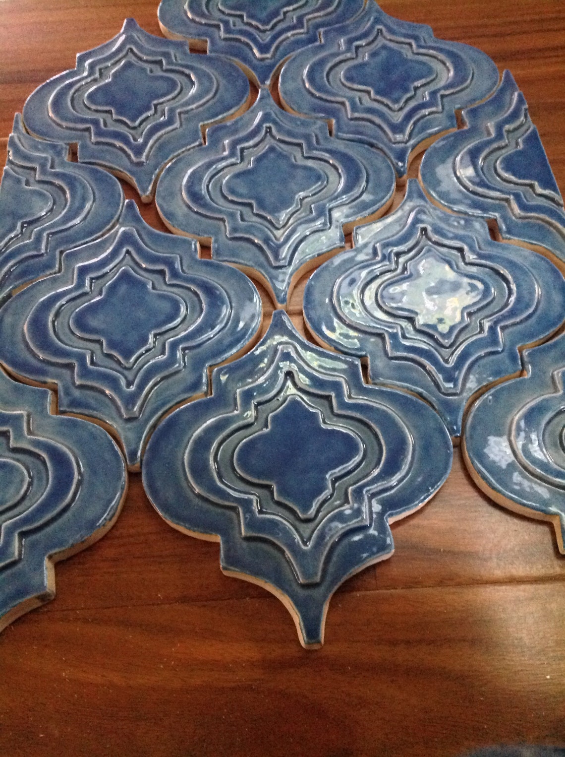 Arabesque Tile 1 Square Foot Capri Blue Glaze Handmade - Etsy