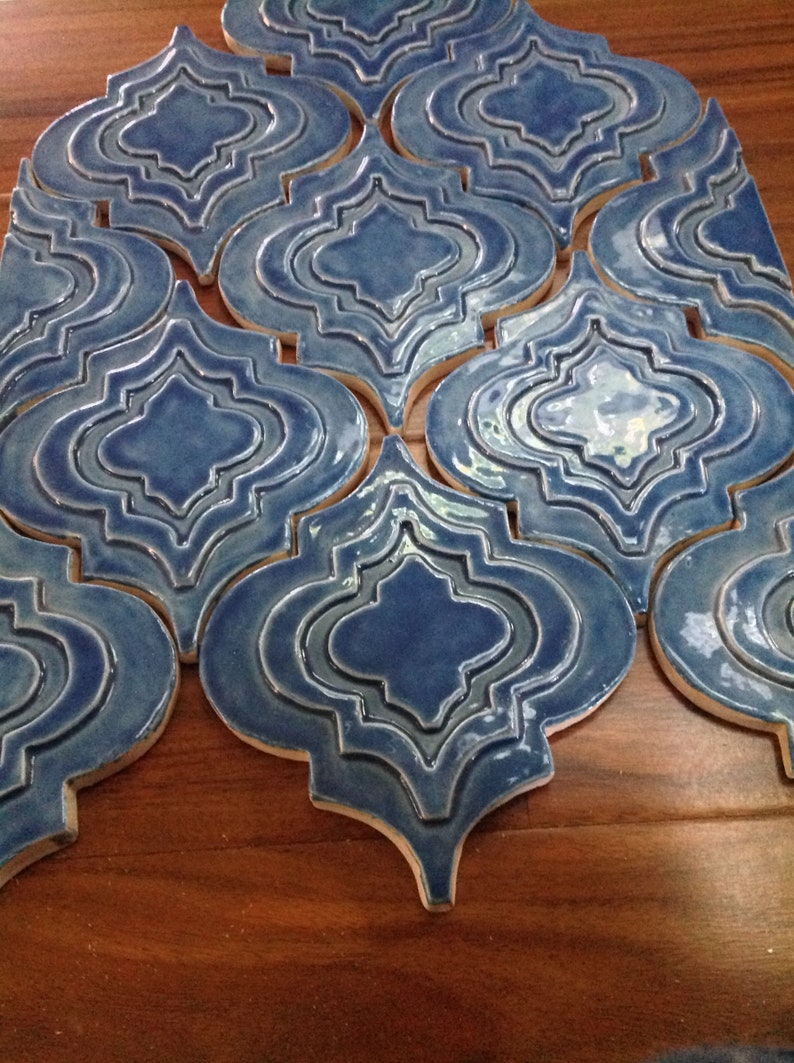 Arabesque Tile 1 Square Foot Capri Blue Glaze Handmade - Etsy