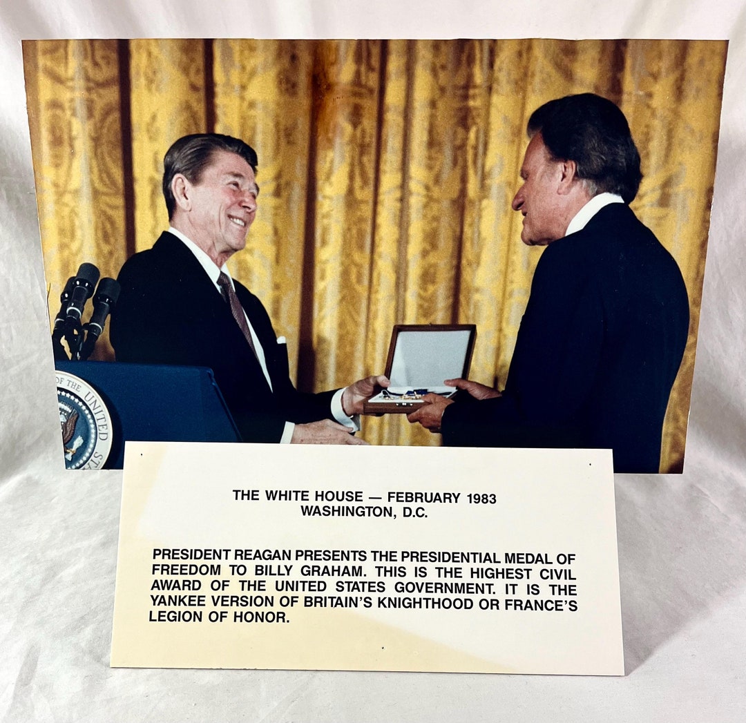 Original 1983 President Reagan and Billy Graham Big Old Photo 17x10 ...