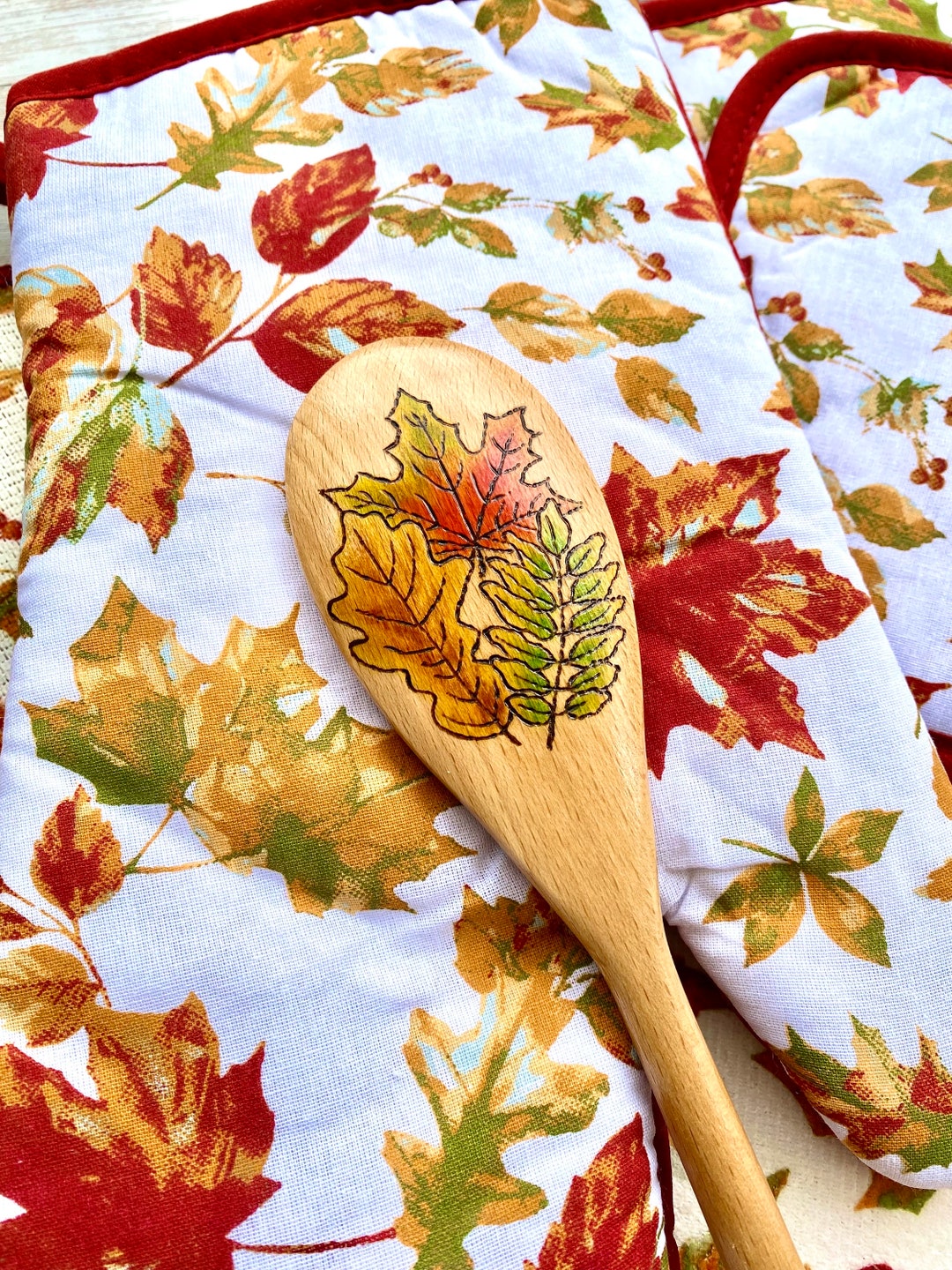 Fall Kitchen Set With Spoon, 6 Piece Set, Fall Leaves, Kitchen Accent ...