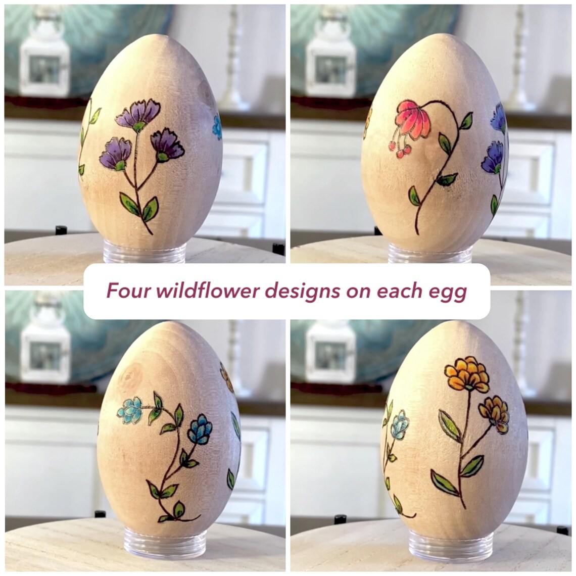 Custom Woodburned Wildflower Easter Egg, Easter Decorations - Etsy