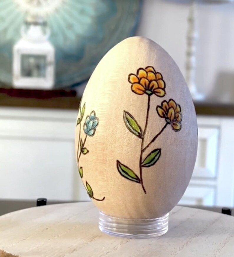 Custom Woodburned Wildflower Easter Egg, Easter Decorations - Etsy