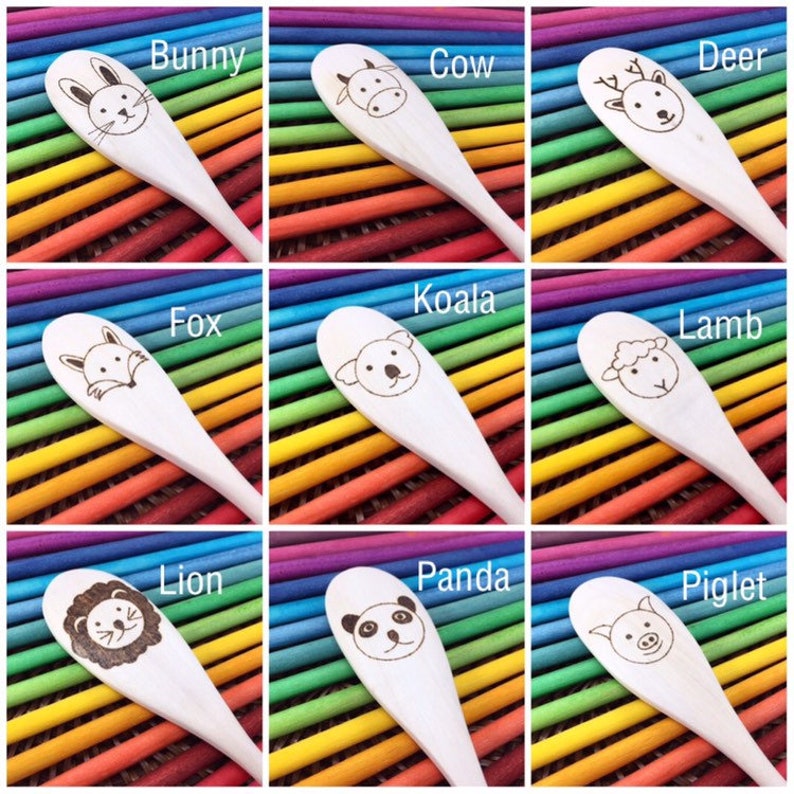 Personalized Animal Spoon woodburned kids' spoons farm | Etsy