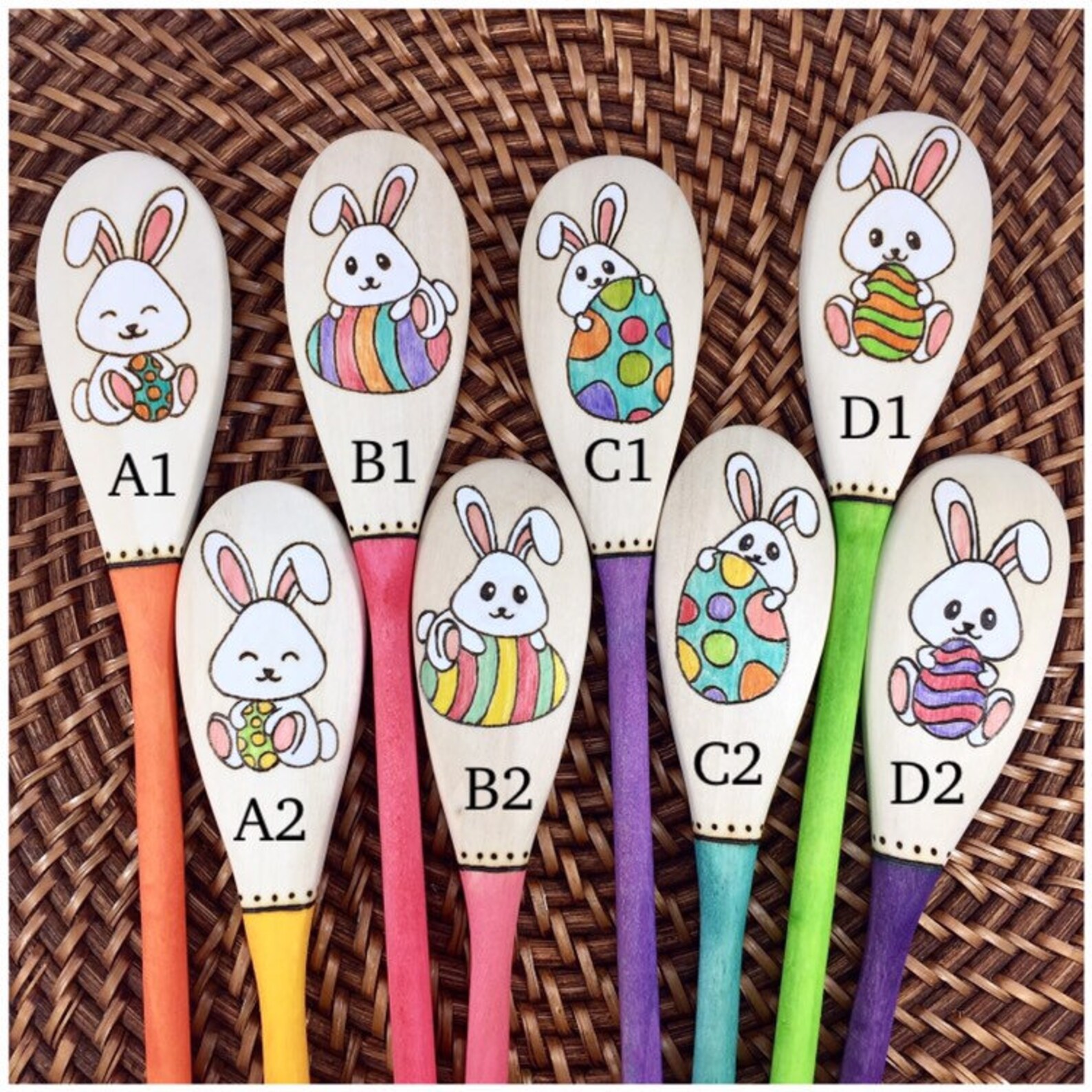 Easter Bunny Spoon Woodburned Mixing Spoon Child Size Ages - Etsy