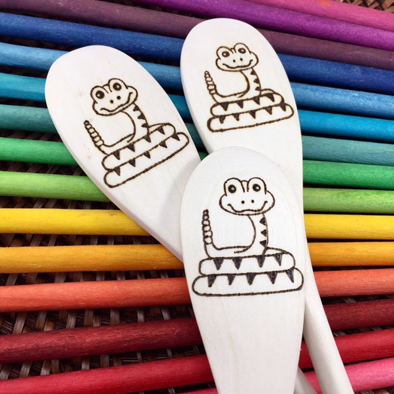 Kids' Snake Spoon Woodburned Mixing Spoon Child Size - Etsy