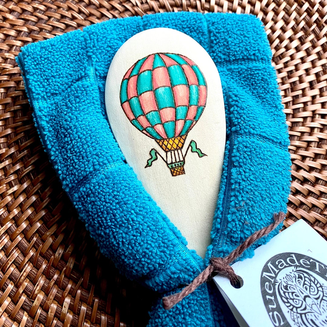 Hot Air Ballon Kitchen Spoon and Towel Set Teal Functional - Etsy