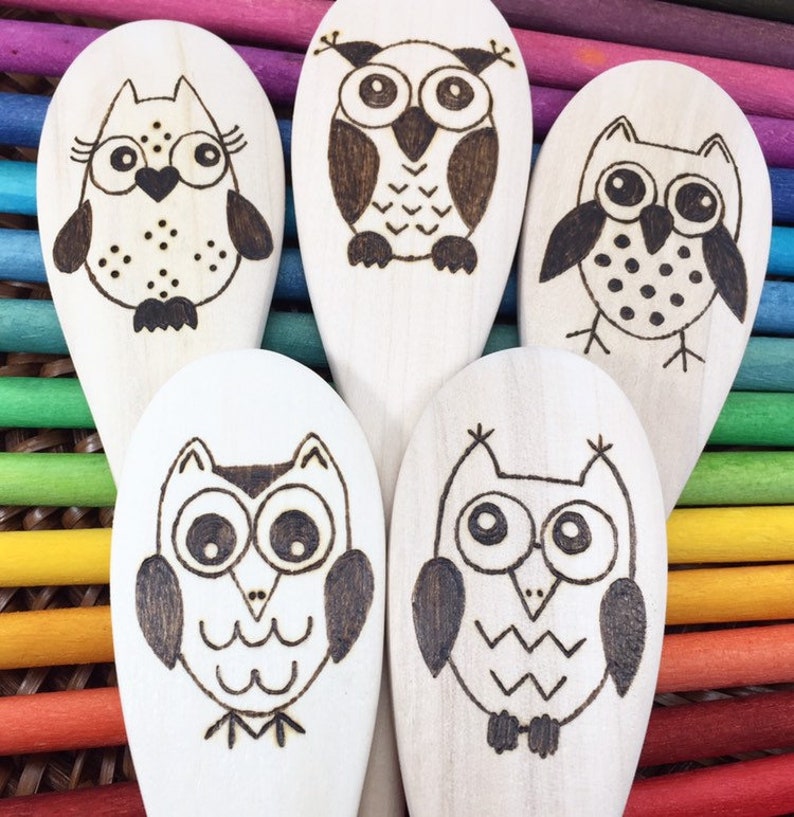 Kids' Owl Spoon Woodburned Mixing Spoon Owl Owls Child - Etsy