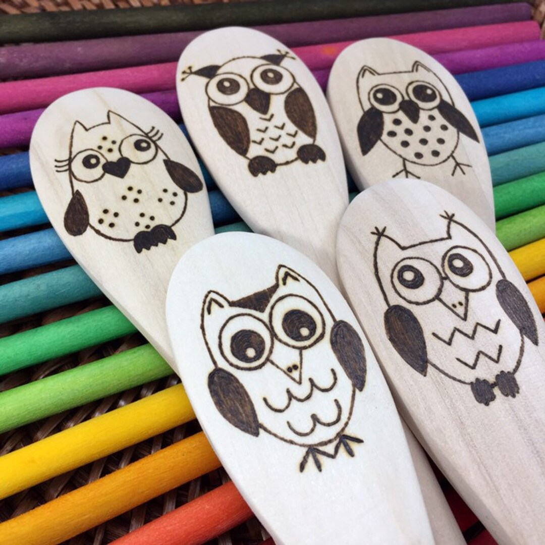 Kids' Owl Spoon Woodburned Mixing Spoon Owl Owls Child - Etsy