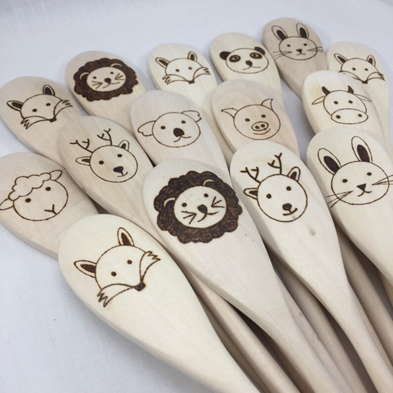 Personalized Animal Spoon woodburned kids' spoons farm | Etsy