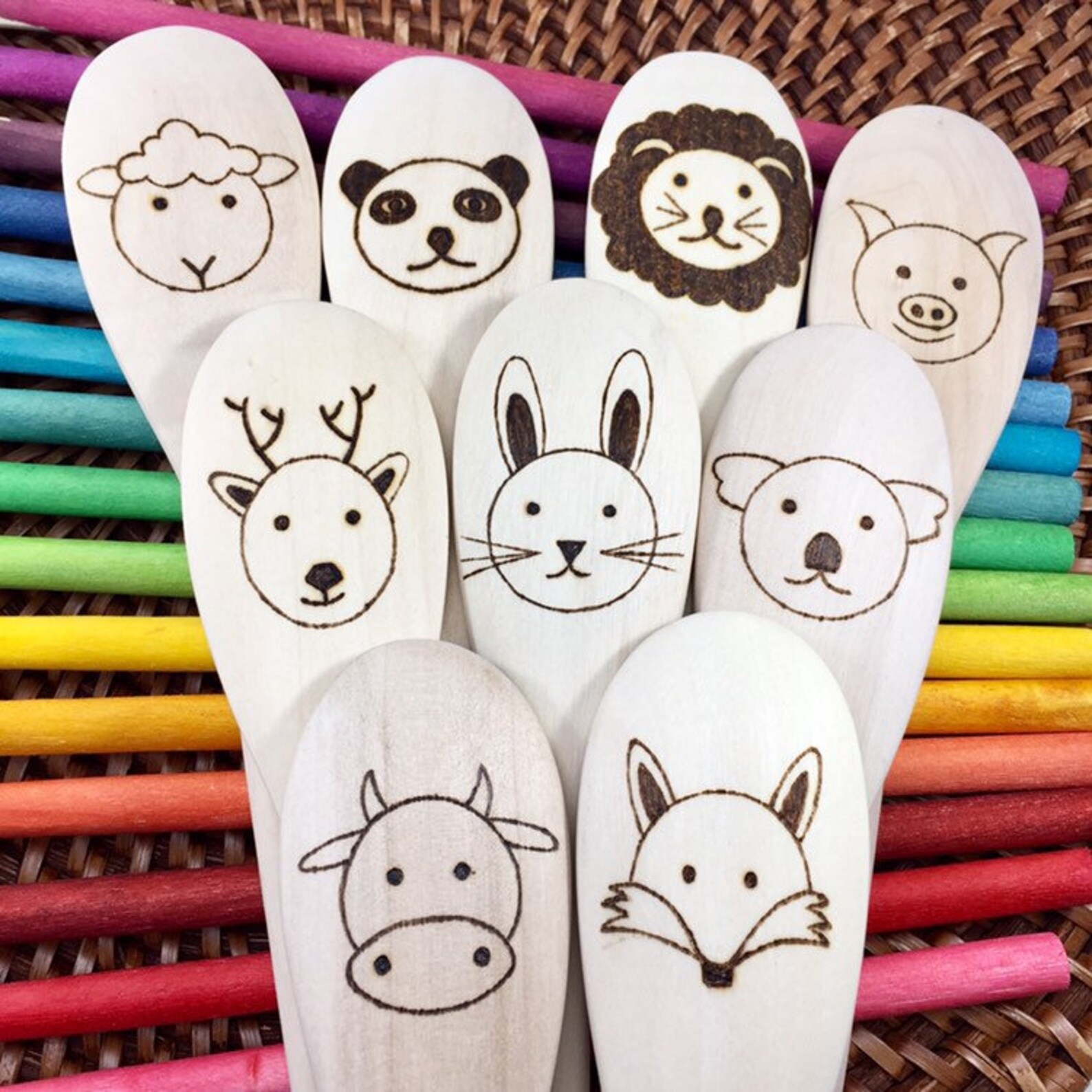 Personalized Animal Spoon woodburned kids' spoons farm | Etsy