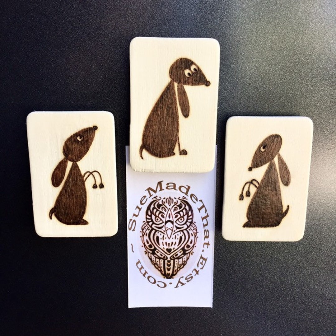 Custom Woodburned Chubby Dog Magnets: for Fridge or Magnetic Whiteboard ...