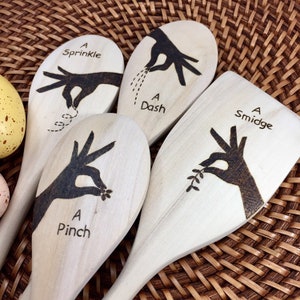 Woodburned Kitchen Spoon Set With Spatula, Kitchen Magic, Cooking ...
