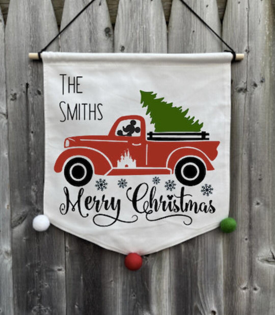 Personalized Disney Christmas Hanging Banner, Disney Decor, Disney Wall ...
