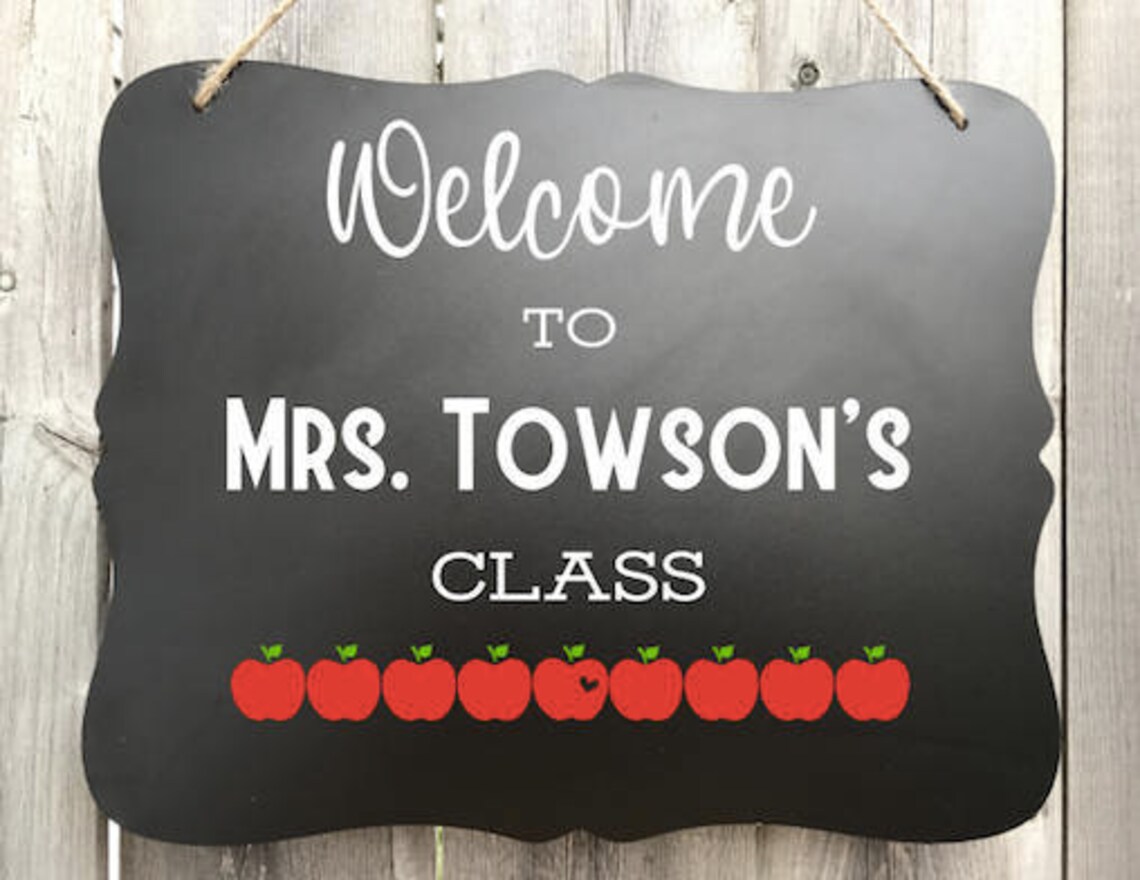 Classroom Door Sign, Teacher Chalkboard, Personalized Hanging ...