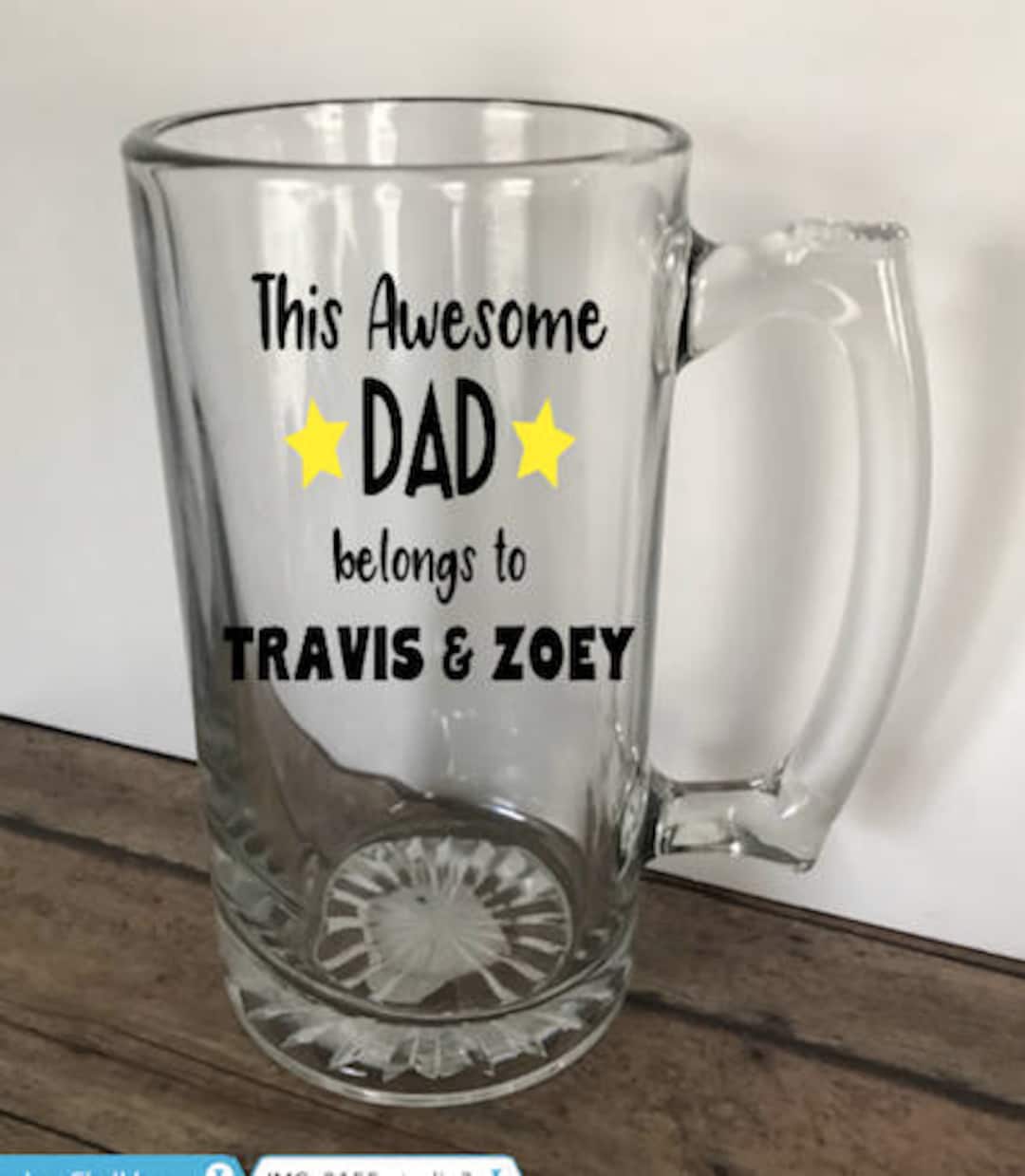 Personalized Dad Beer Mug, Christmas Gift for Dad, Fathers Day Gift ...