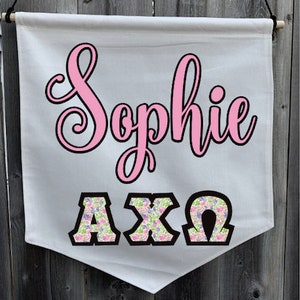 Sorority Name Banner, Greek Letter Sign, Dorm Name Banner, Personalized ...