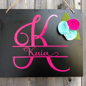 Monogram Sign With Felt Flowers, Felt Flower Decor, Floral Monogram ...